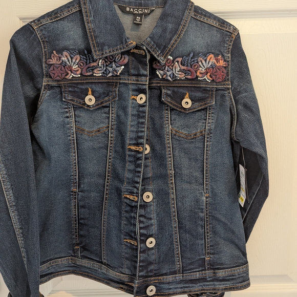Baccini | Jackets & Coats | Baccini Embroidered Denim Jacket | Poshmark